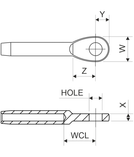 Eye Terminals Wire Dia / Eye Dia 3 mm / 6.5 mm